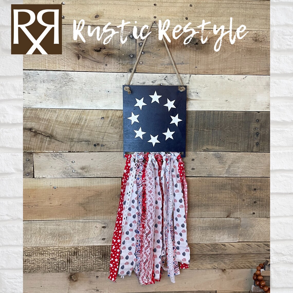 USA Patriotic Rag Flag Red White and Blue American Flag - Etsy
