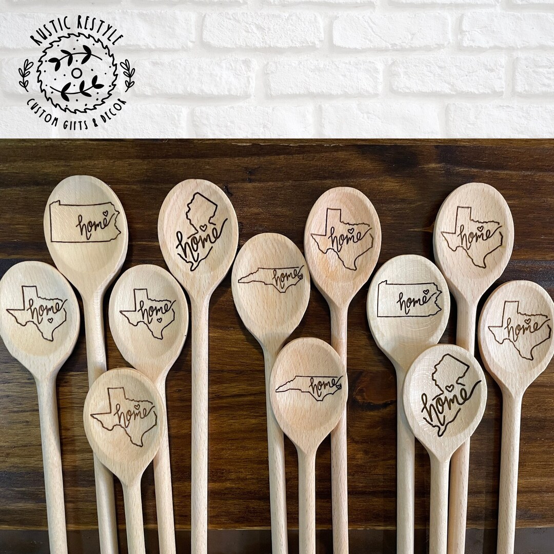 Wooden Spoons, Home State Heart Spoon Gift - Etsy