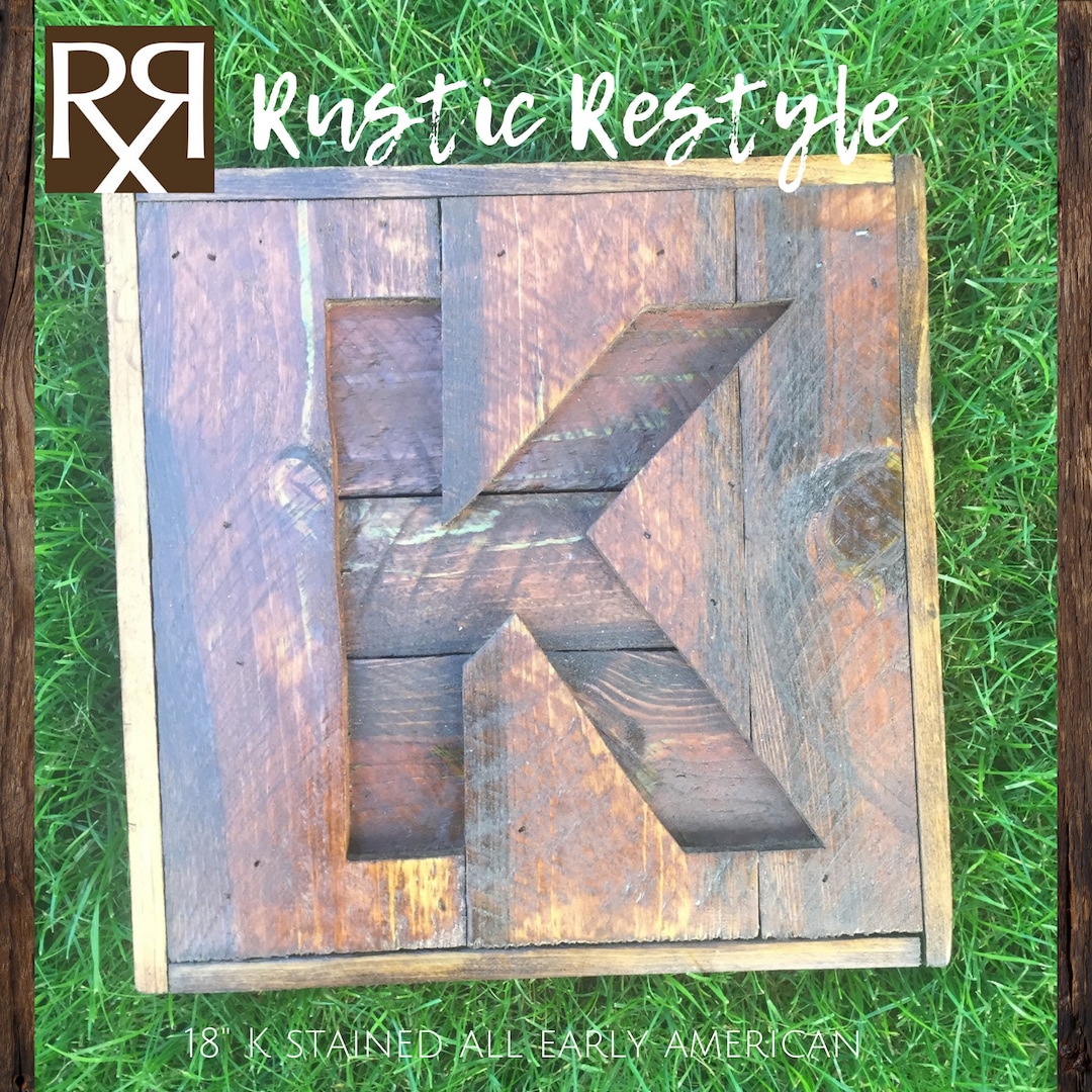 Recycled Wooden Letter Sign, Pallet Wall Decor, Rustic Wood Letter K ...