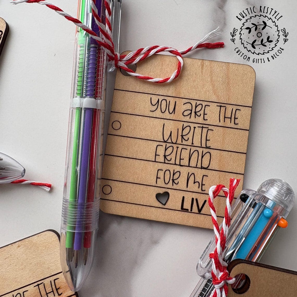 Classroom Multicolor Click Pen Valentines, Personalized Wooden ...