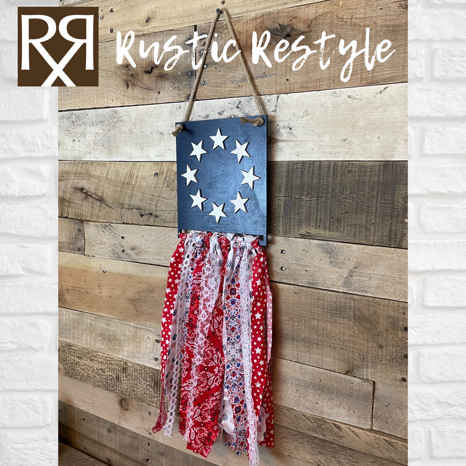 USA Patriotic Rag Flag Red White and Blue American Flag - Etsy