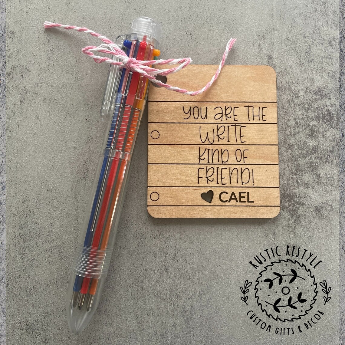 Classroom Multicolor Click Pen Valentines, Personalized Wooden ...