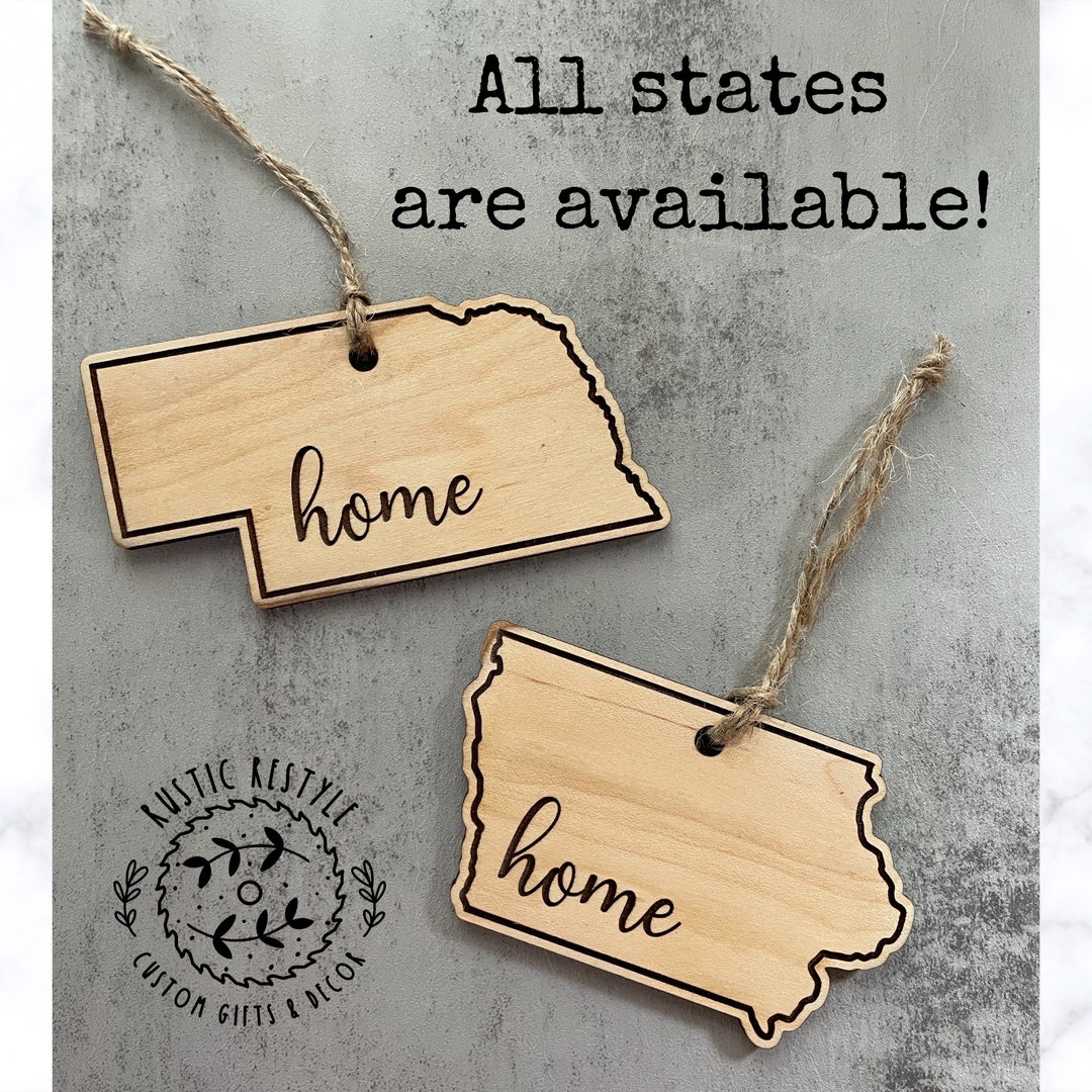 Home State Wooden Ornament, Pick Your State - Etsy