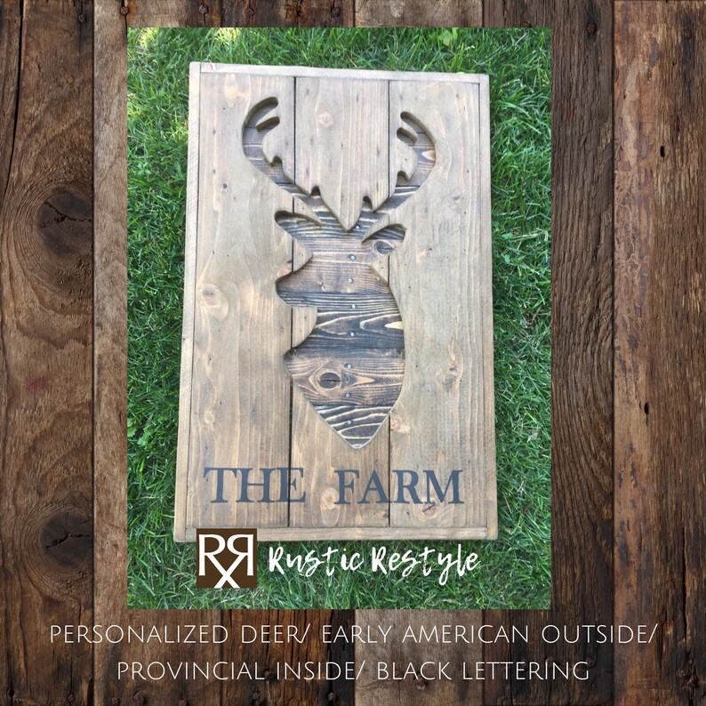 Customized pallet deer head sign wall art signage rustic | Etsy