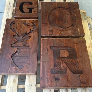 Reclaimed Wood Initial Wall Art Sign / Last Name Letter Sign / Custom ...