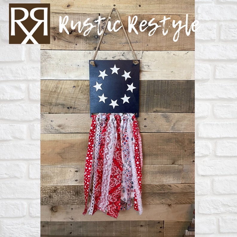 USA Patriotic Rag Flag Red White and Blue American Flag - Etsy