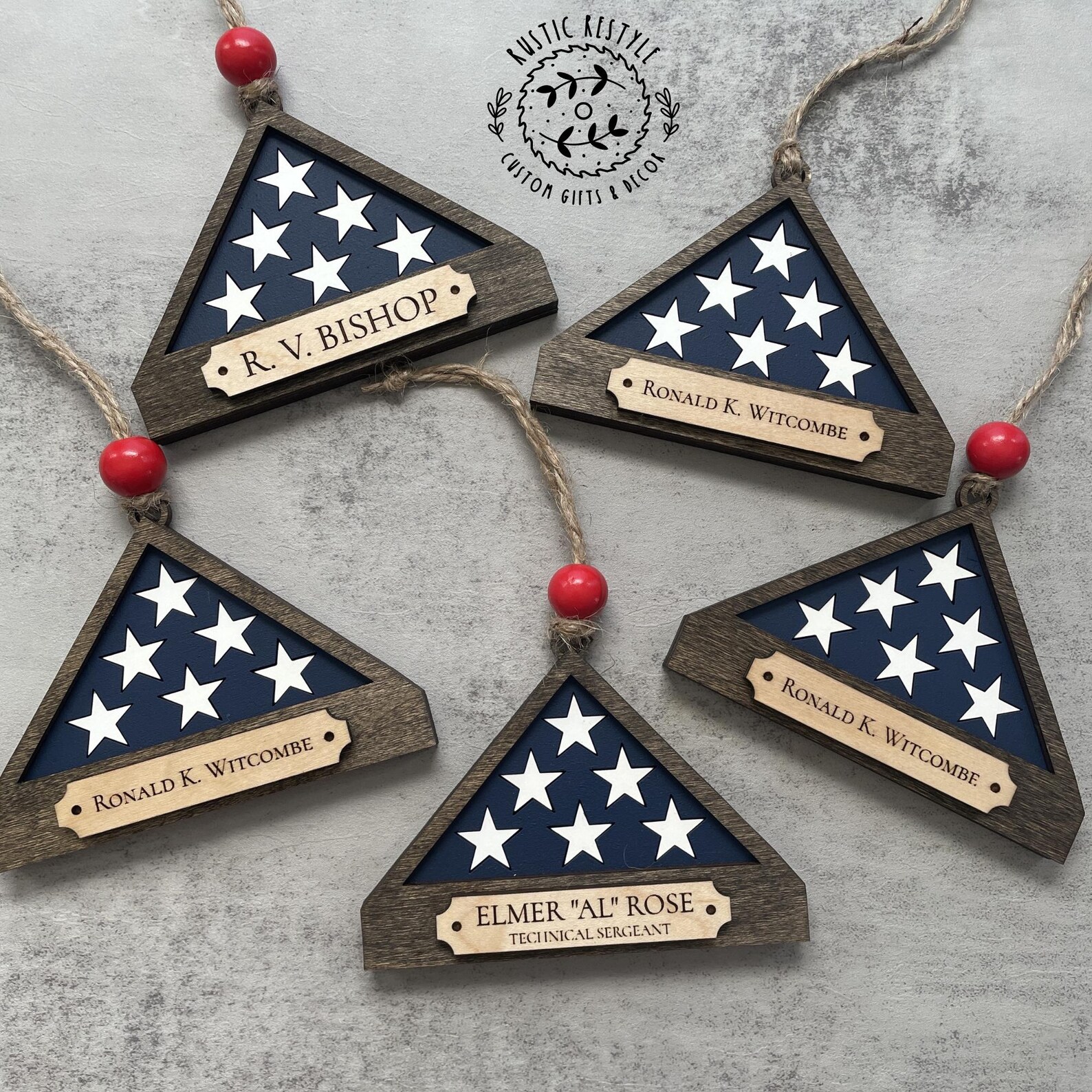 Military Flag Remembrance Ornament, Personalized Memorial Christmas ...