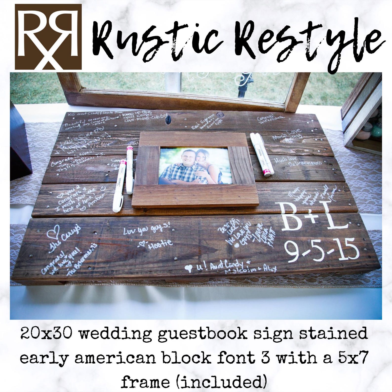 Guest Book Frame, Photo Guestbook Sign, Wedding Initials Sign, Rustic ...