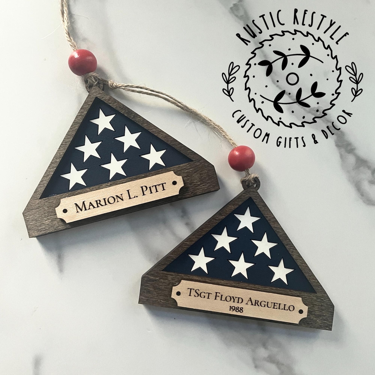 Military Flag Remembrance Ornament, Personalized Memorial Christmas ...