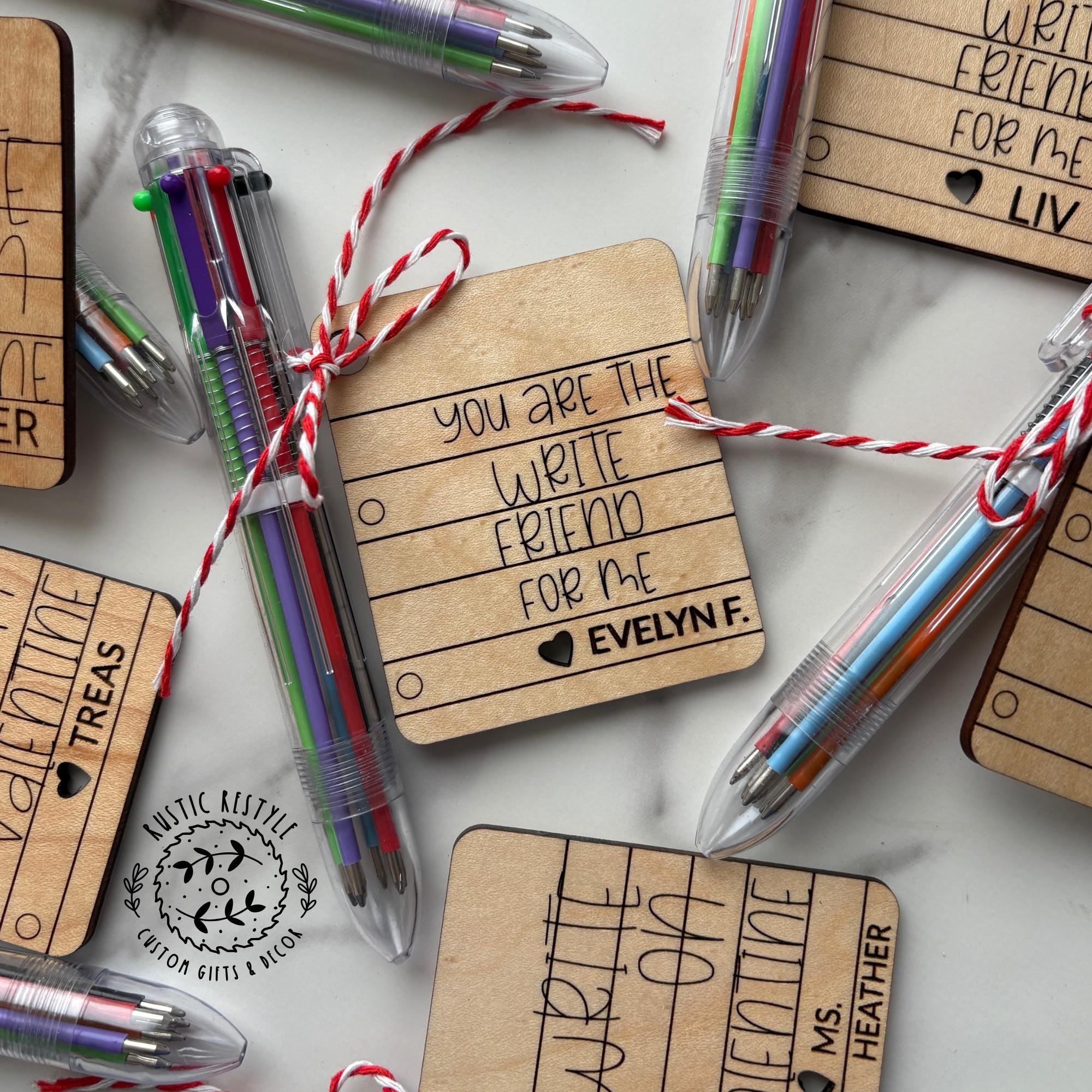 Classroom Multicolor Click Pen Valentines, Personalized Wooden ...