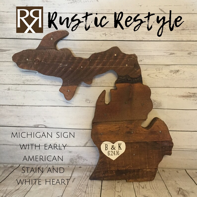 Michigan State Anniversary Sign Wood Love Map Upper | Etsy