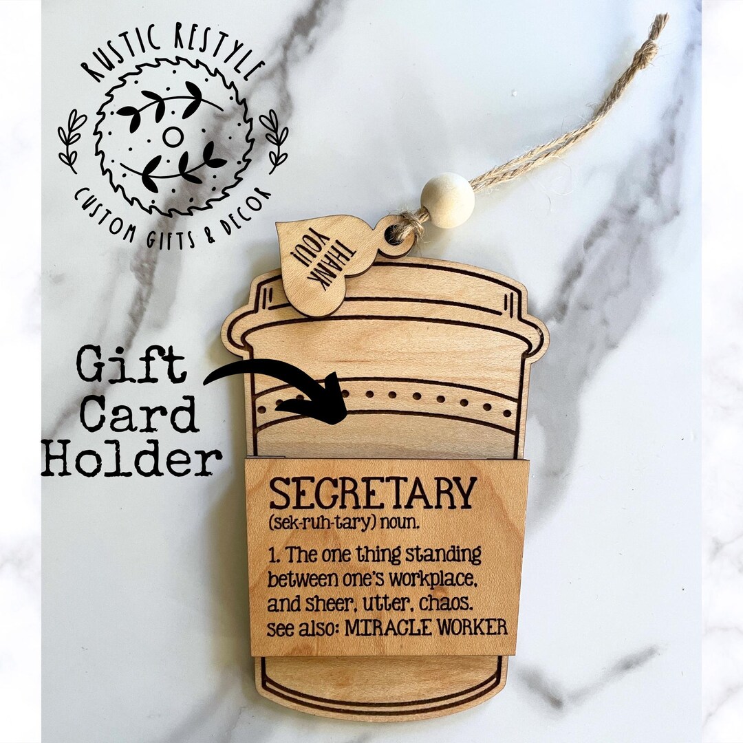Secretary Coffee Cup Ornament Gift Card Holder Customizable Office ...