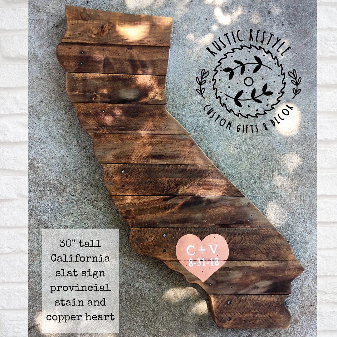 California Map, California Wall Art, Pallet State Cut Out, Home, Heart ...