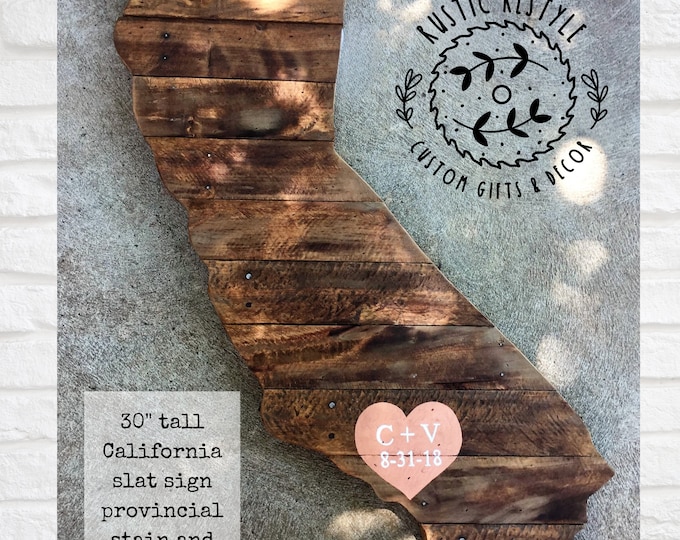 California Map, California Wall Art, Pallet State Cut Out, Home, Heart ...