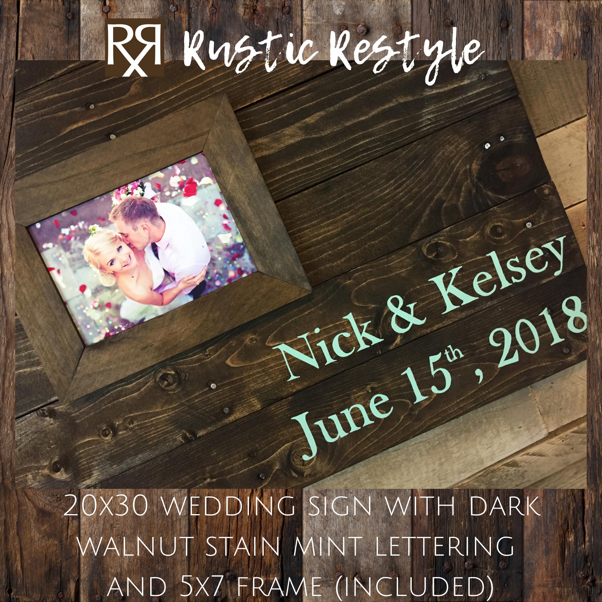 Guest Book Frame, Photo Guestbook Sign, Wedding Initials Sign, Rustic ...