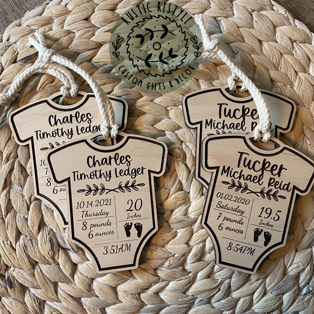 Newborn Baby Stats Ornament, Body Suit-shaped Gift Tag, Infant Birth ...