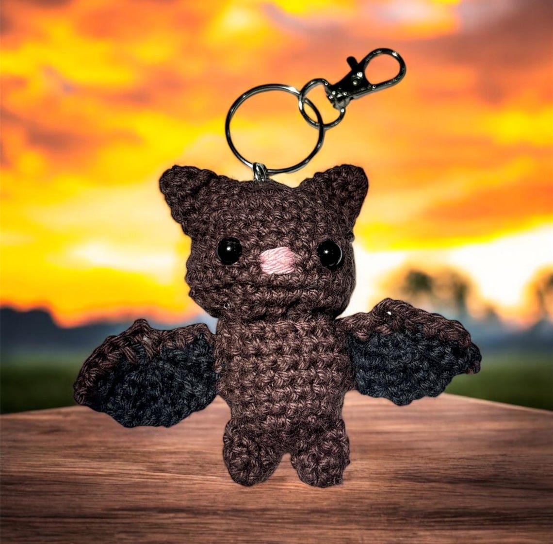 Crochet Bat Keychain, Amigurumi Bat Keychain, Bat Keychain, Bat Keyring ...