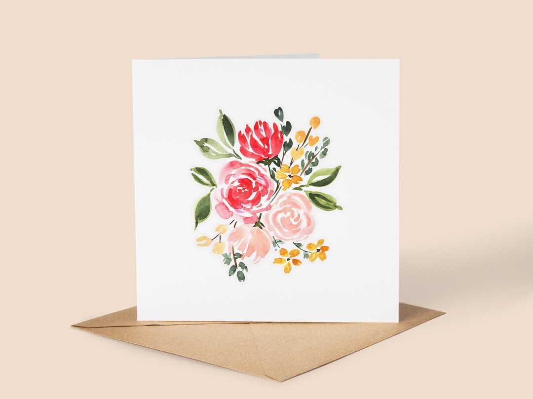Handmade Floral Card // Watercolour Flowers Nature Hand - Etsy