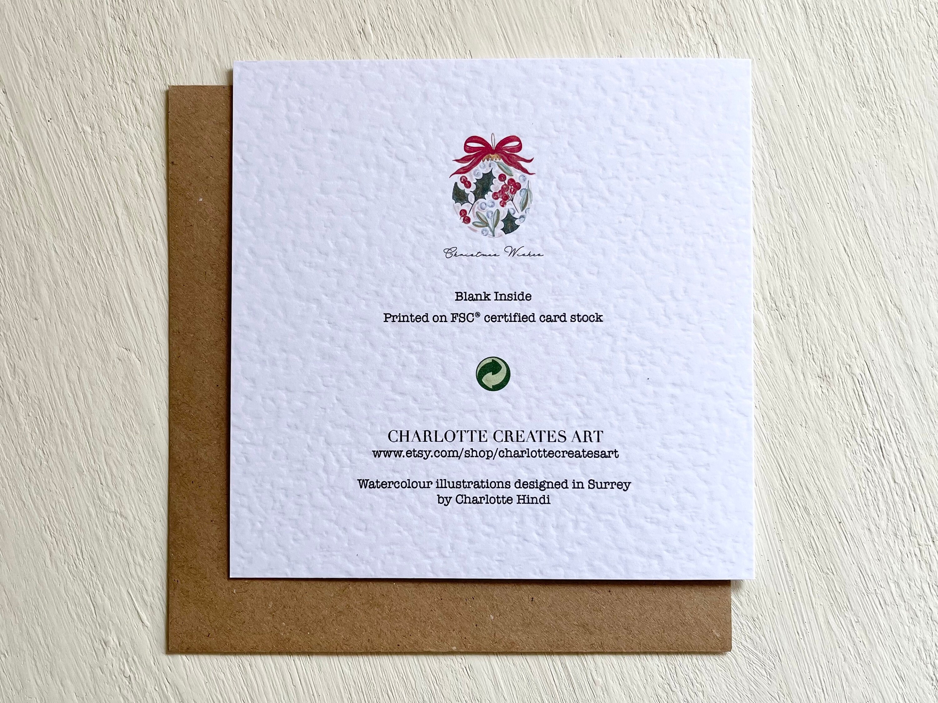 Handmade Christmas Bauble Card // Xmas Botanicals Seasons - Etsy UK