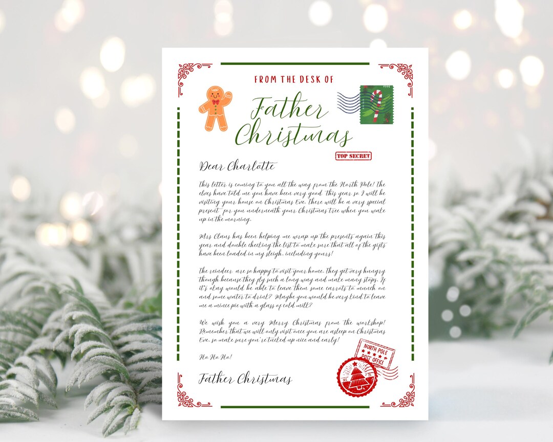 Father Christmas Letter, Editable Digital Download, Instant Download ...