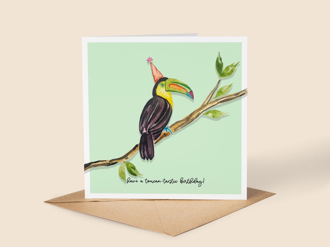 Personalised Toucan Birthday Card // Wildlife Card, Toucan Watercolour ...