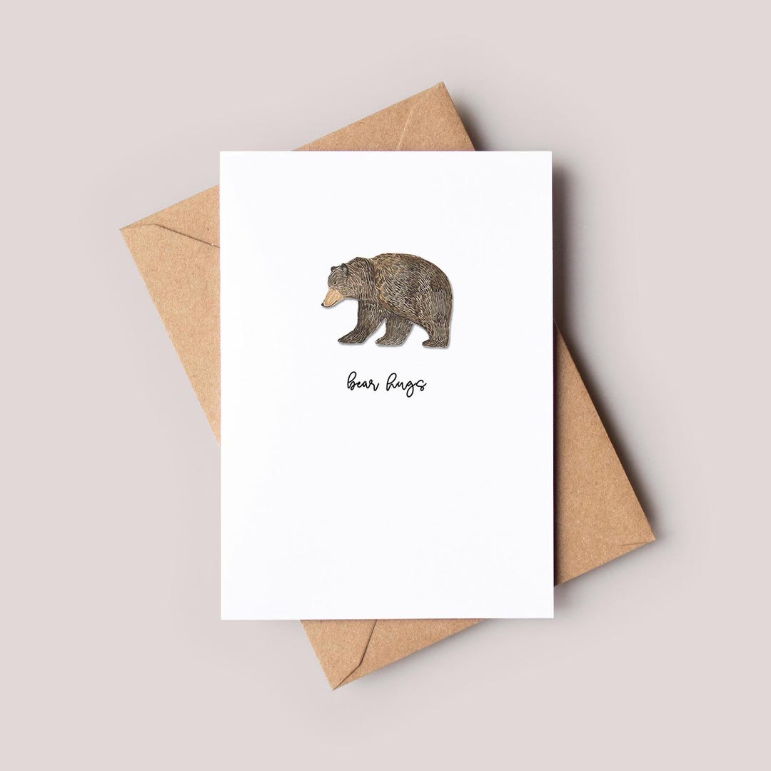 Watercolor Brown Bear Card, Handmade Note Card - Etsy