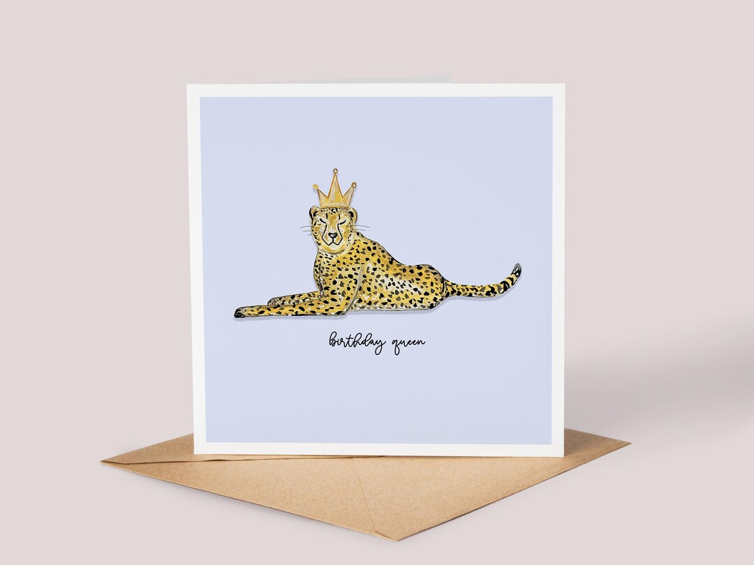 Cheetah Birthday Card // Cheetah Card, Personalised Card, Birthday ...