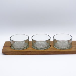 Mid Century Condiment Set, Wood and Glass Condiment Set, Mid Century ...