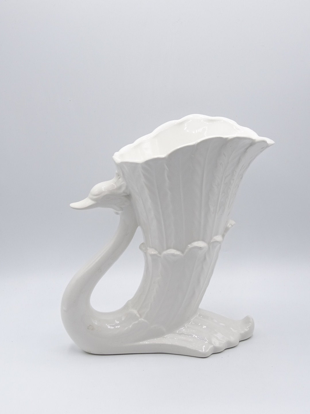 Bassano Italy Ceramic Swan Vase, Wedding Centerpiece Vase, Hollywood ...