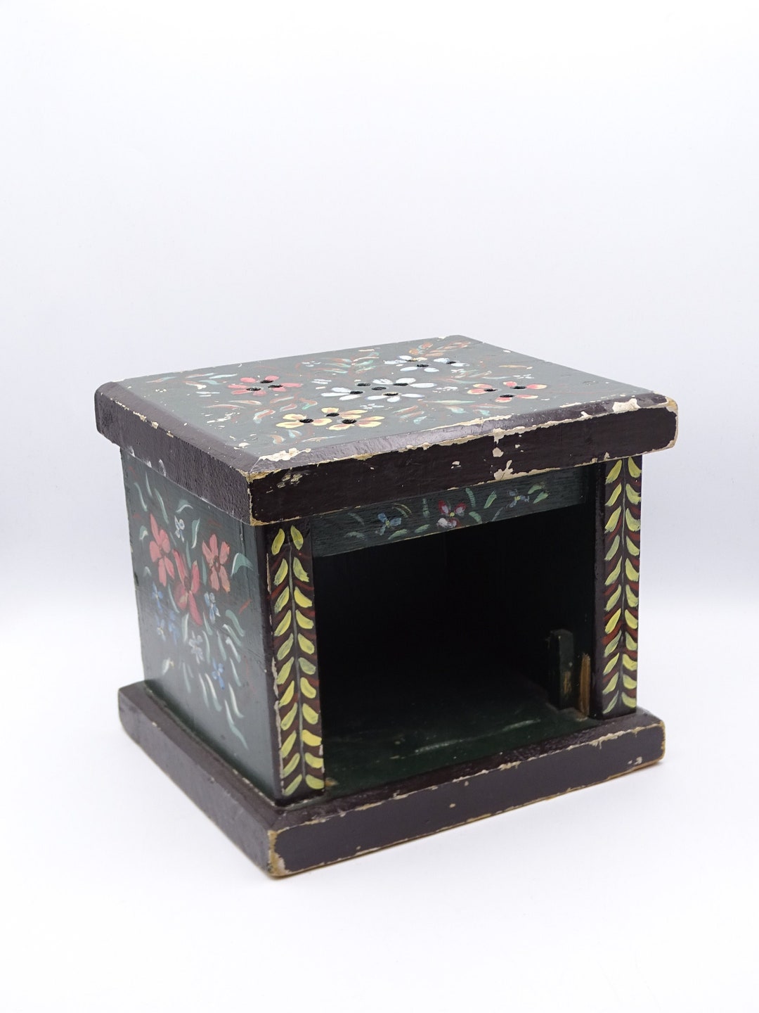 Hand Decorated Wooden Foot Stove, Country Home Decor, Farmhouse Decor ...