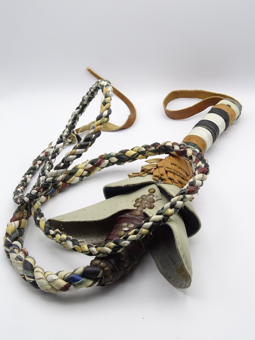 Vintage Handmade Leather Bull Whip, Cowboy Accessory, Cow Girl ...