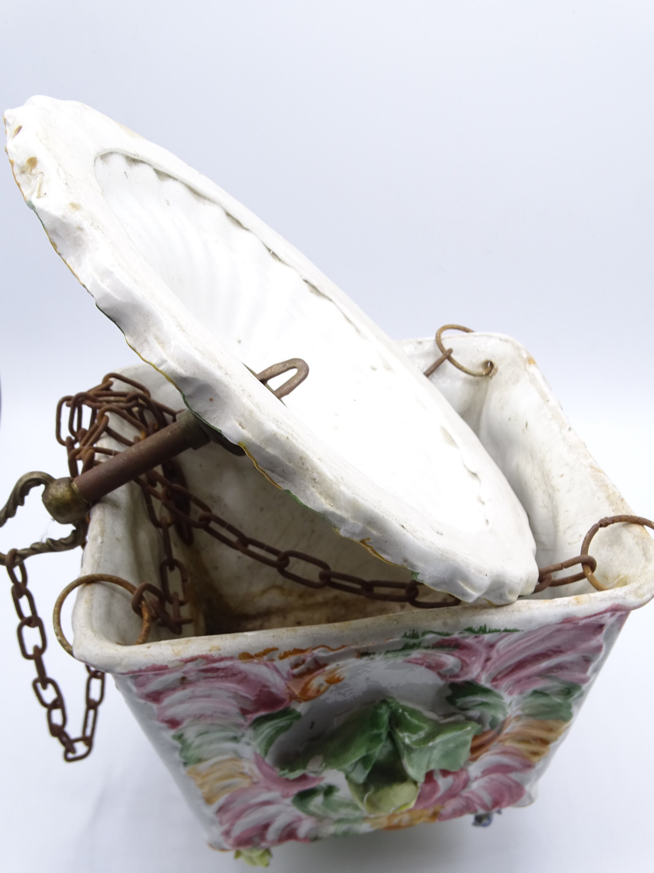 Vintage Ceramic Ceiling Planters With a Sculpted Floral - Etsy