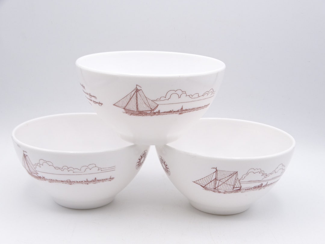 Vintage Arcopal Bowls Decorated With Images of Traditional Dutch Ships ...