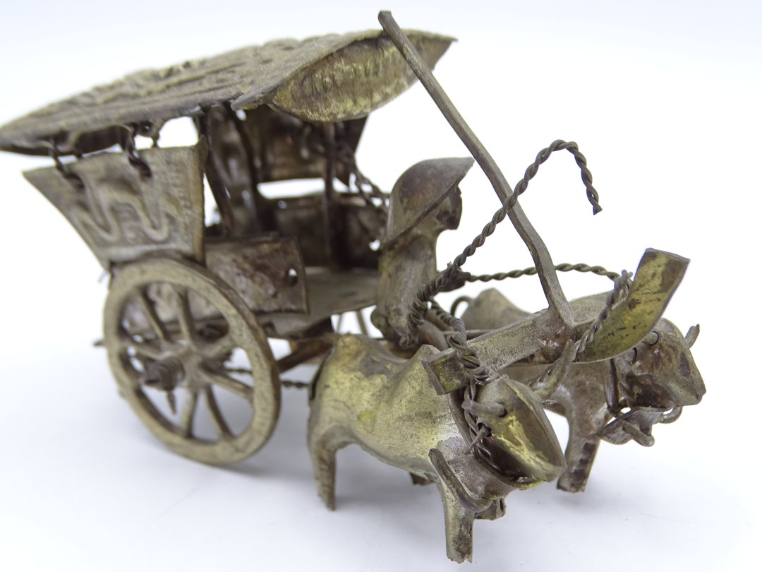Miniature Asian Ox Drawn Cart Figurine, Asian Folk Art - Etsy