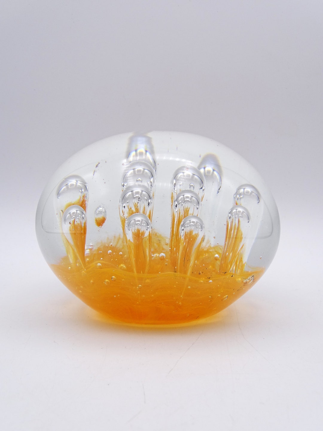 Large Glass Paperweight, Vintage Paperweight, Vintage Glass Art - Etsy