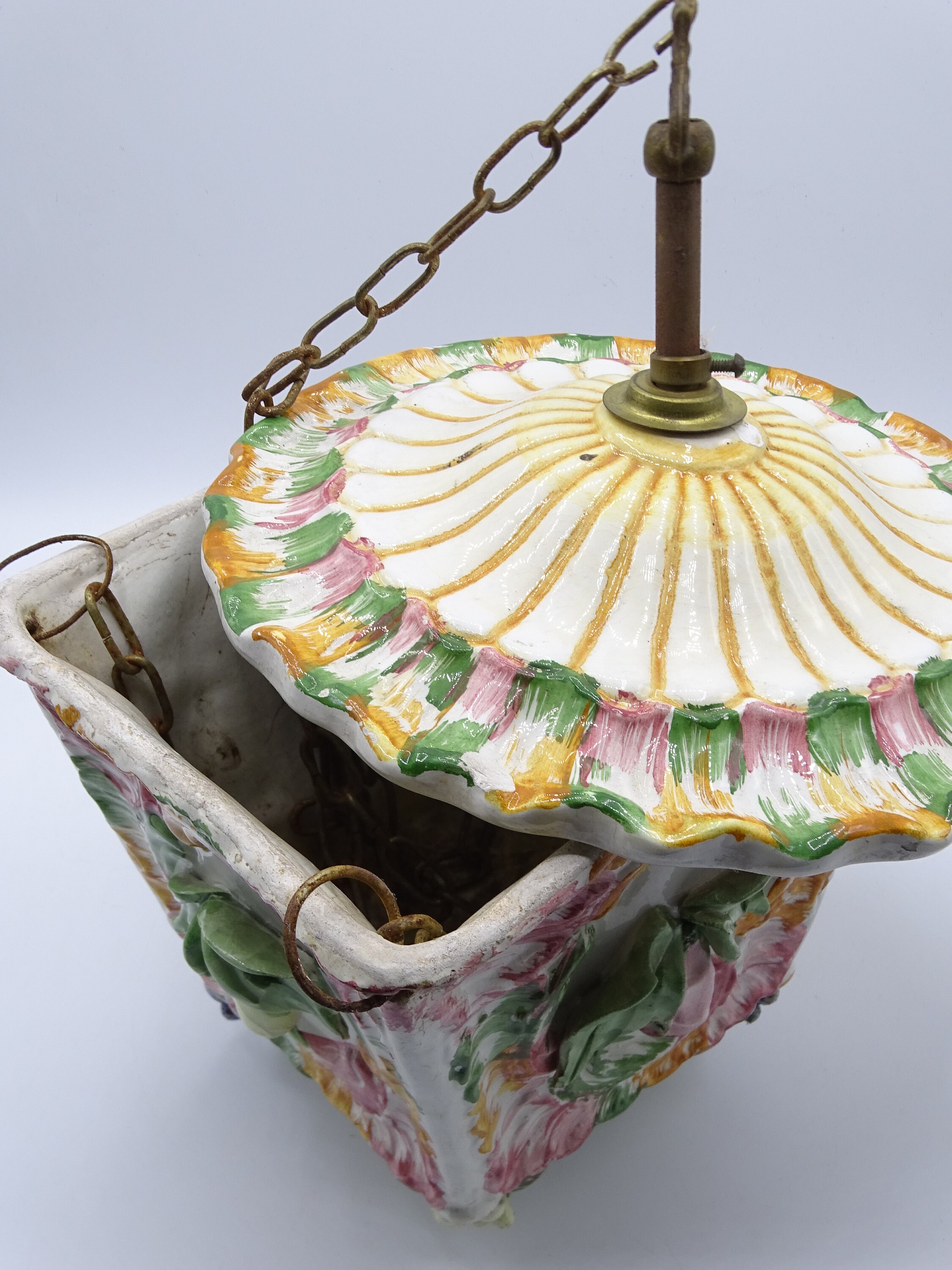 Vintage Ceramic Ceiling Planters With a Sculpted Floral - Etsy