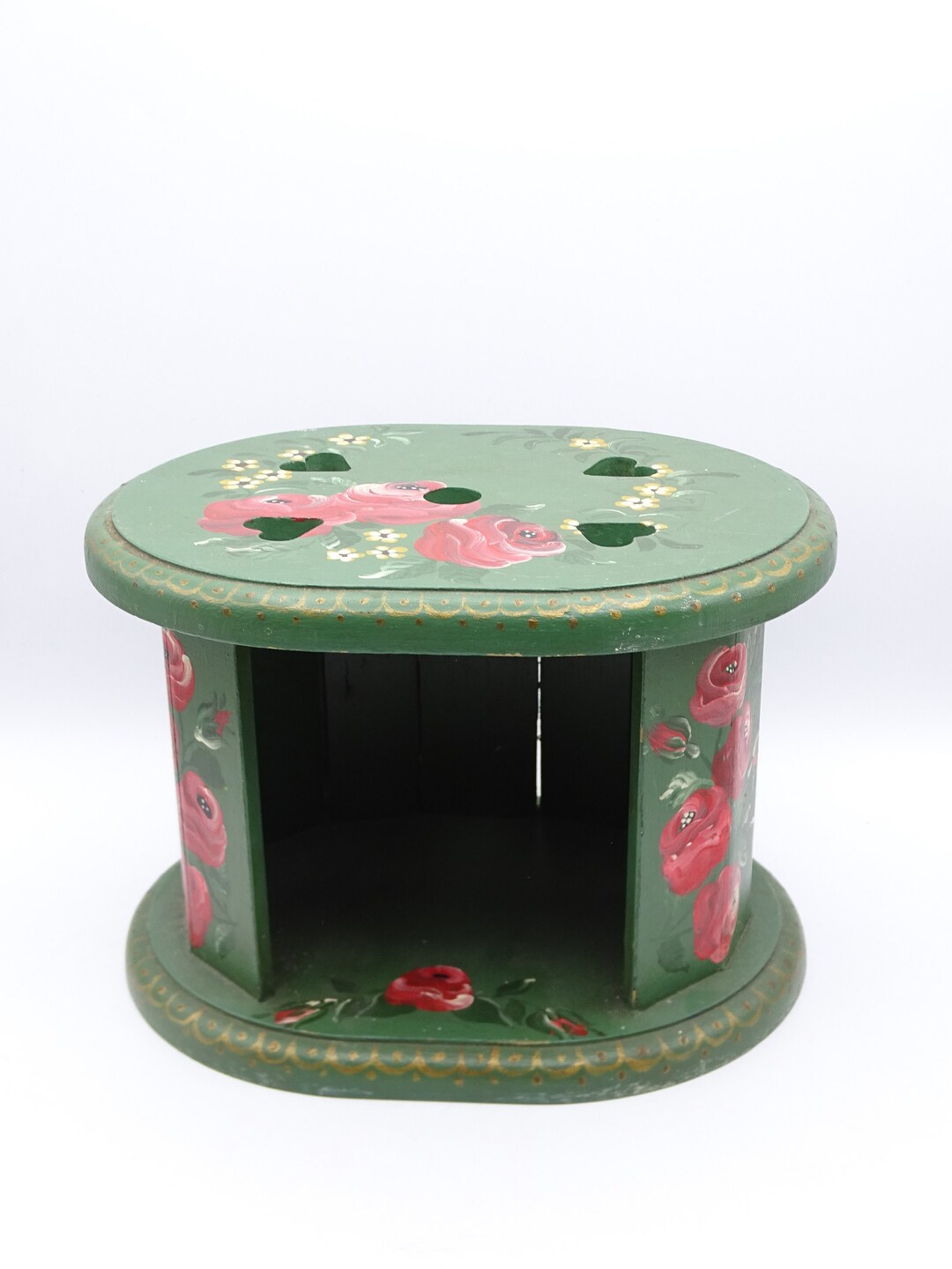 Floral Decor Hand Decorated Wooden Foot Stove, Country Home Decor, Farm ...