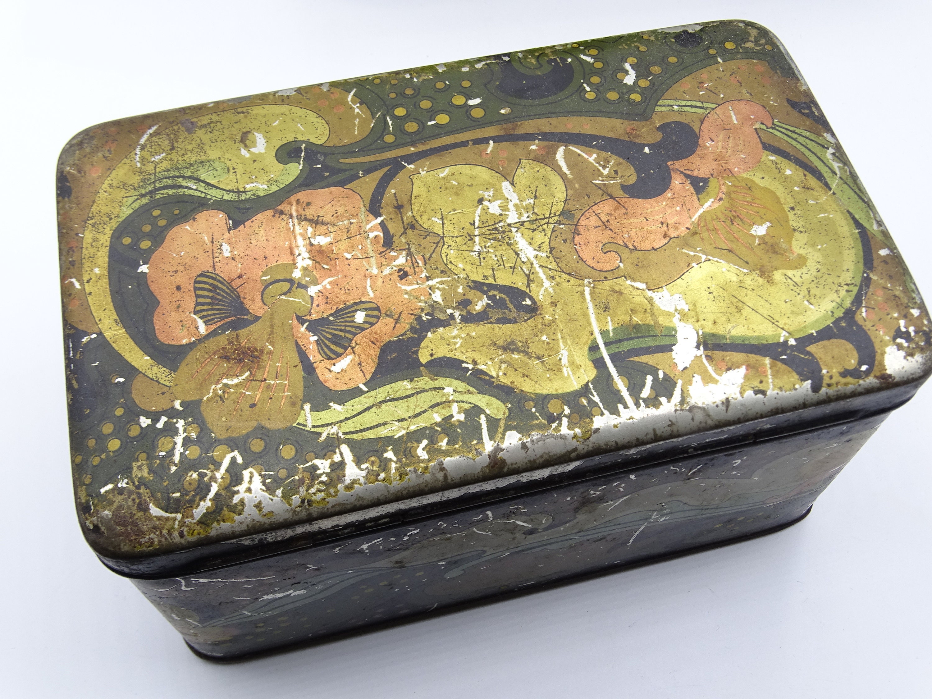 Collection of Six Decorative Tins, Storage Tins, Rustic Tins, Vintage ...