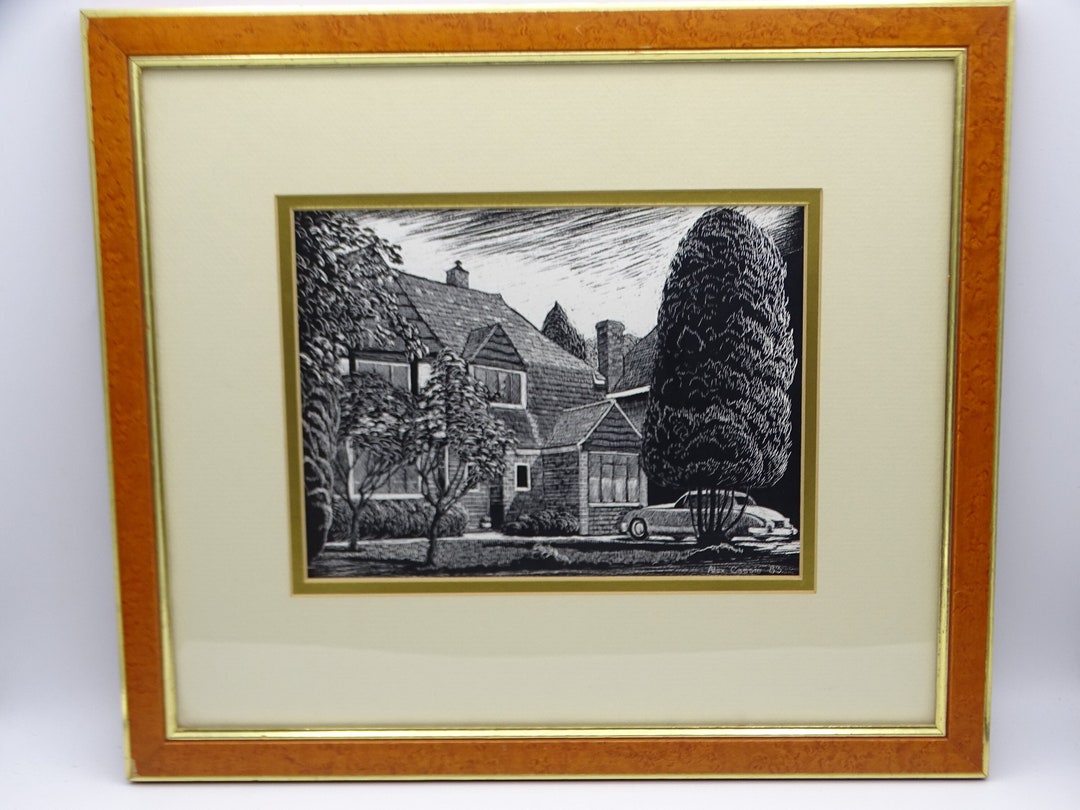 Alex Cassie 1983 Linocut Print, Vintage Linocut Print, British Art ...