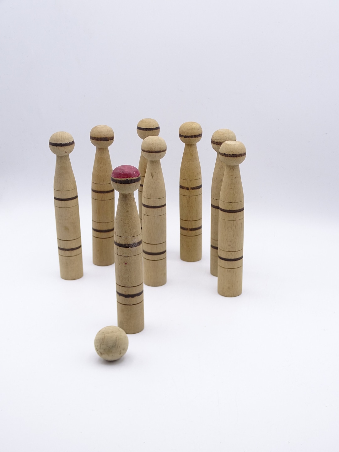 Table Top Eight Pin Bowling Game, Miniature Bowling Game, Vintage Pub ...