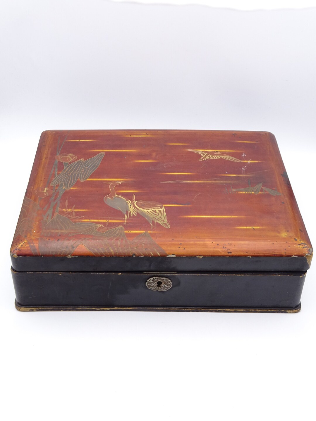 Antique Oriental Lacquerware Games Box, Japanese Lacquerware Box - Etsy