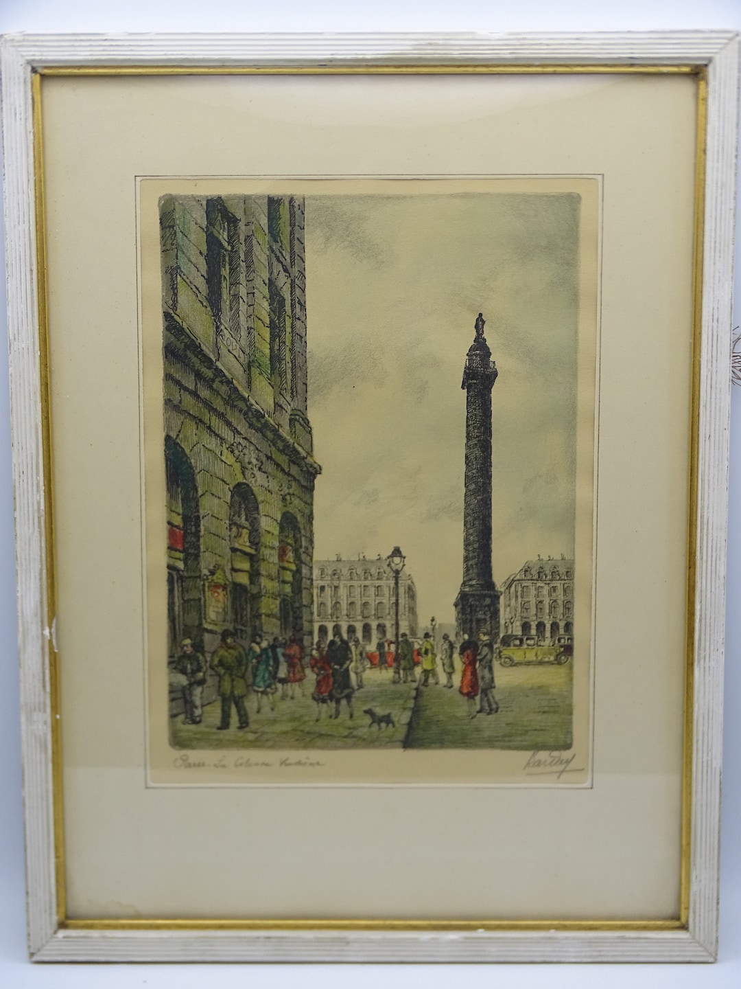 Paris-la Colonne Vendôme Hand Colored Engraving Signed Barday, Vintage ...