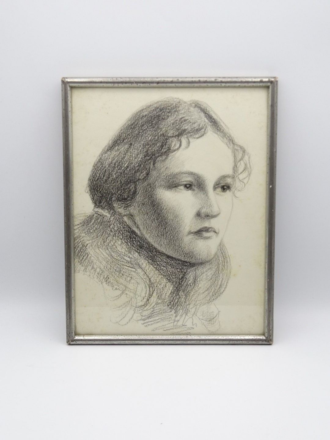 Vintage Girl Portrait Drawing Woman Portrait Drawing Vintage - Etsy