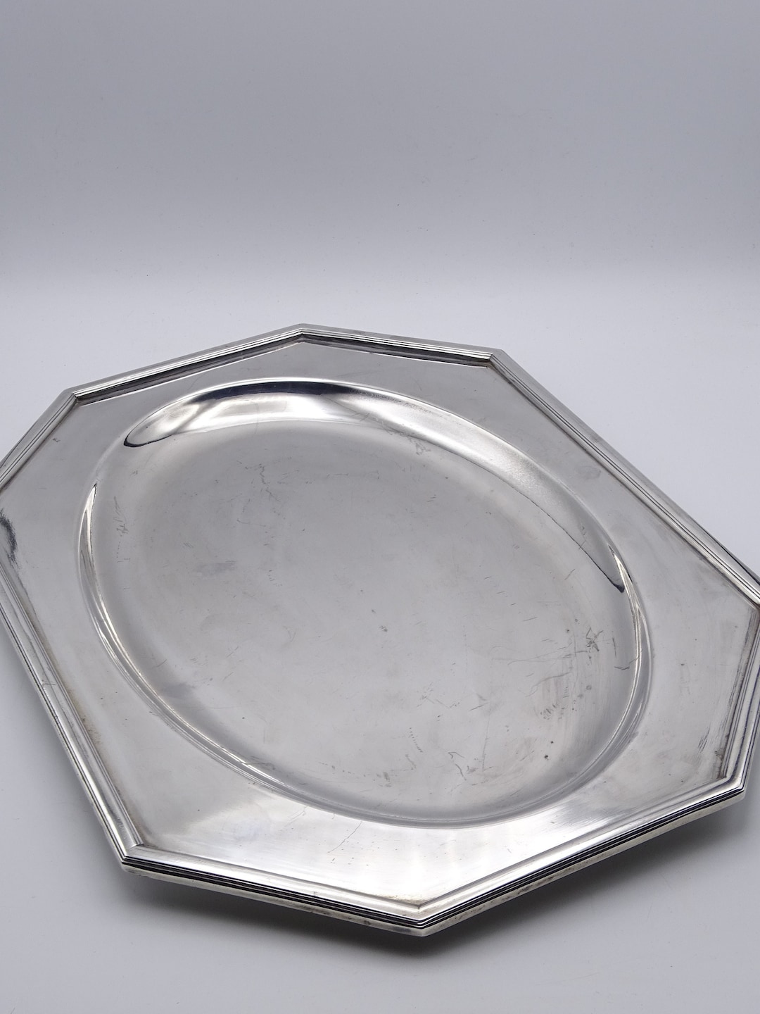 Large Heavy Silverplate Platter, Art Deco (style) Silverplate Platter ...