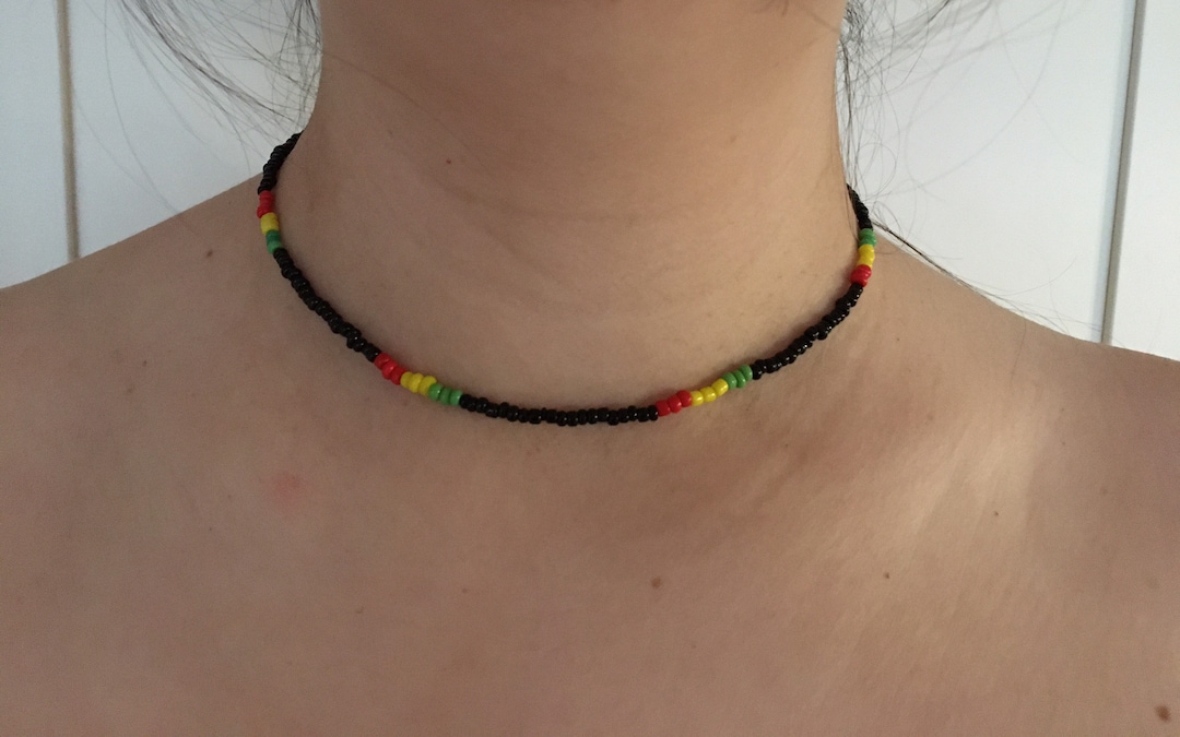 Reggae Rasta Style Choker Necklace With Extender Chain - Etsy
