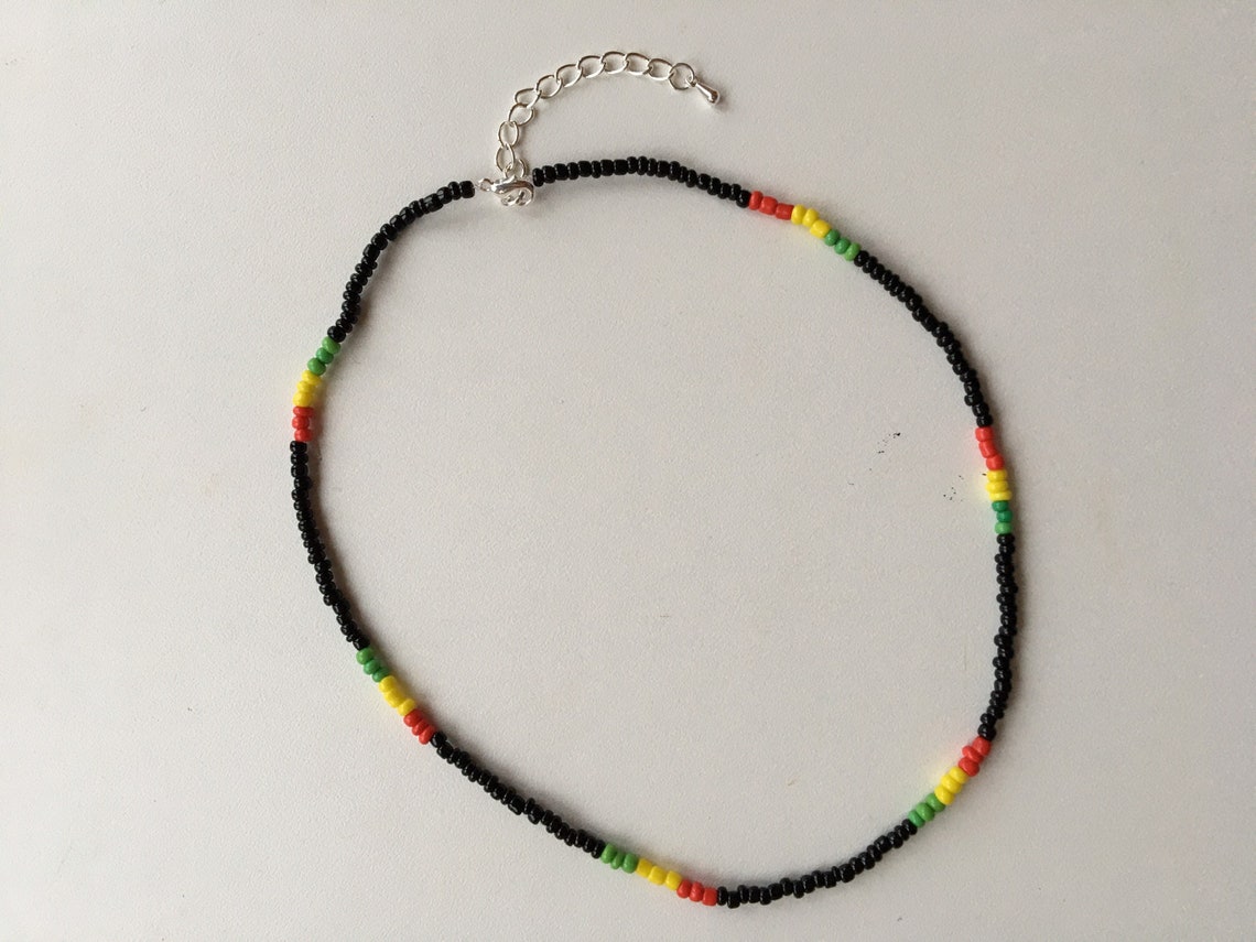 Reggae Rasta style choker necklace with extender chain | Etsy