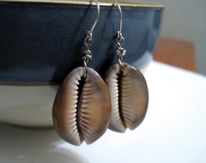 Snakehead Spotted Cowrie Shell Earrings With Sterling Silver or Brass ...