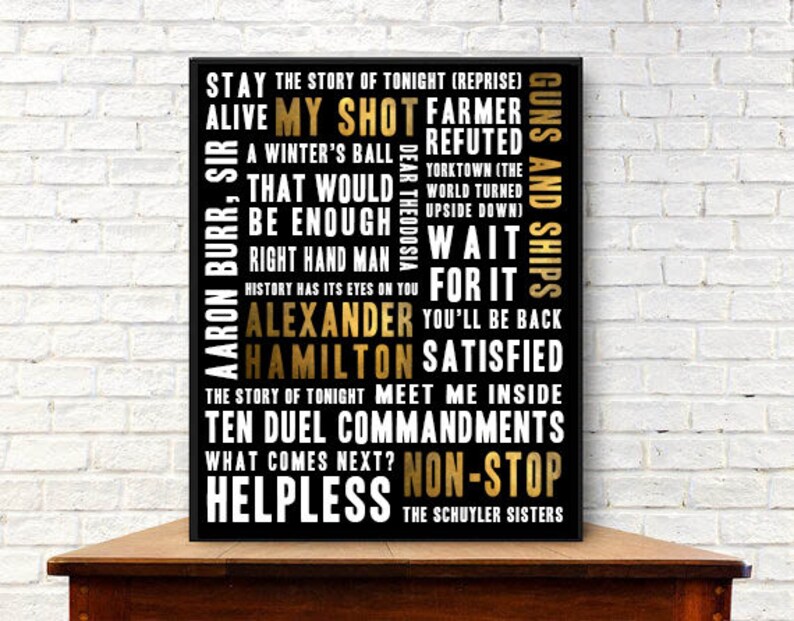 Hamilton Musical Part One Song Artwork Printable Instant Download - Etsy