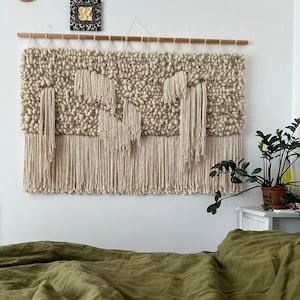 A Large Scale Monochrome Wool Wall Decoration, Tapestry, Fiber Art in ...