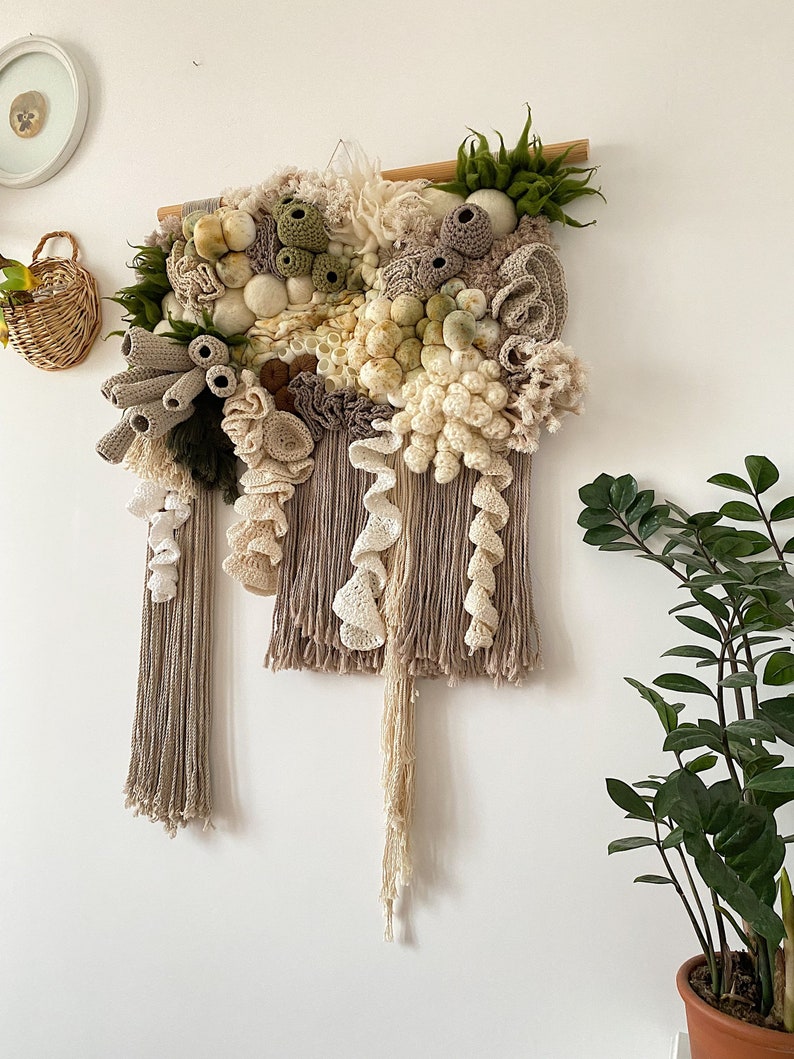 Buy Unique Coral Reef Fiber Art Tapestry, Crocheted, Knitted, Felted ...